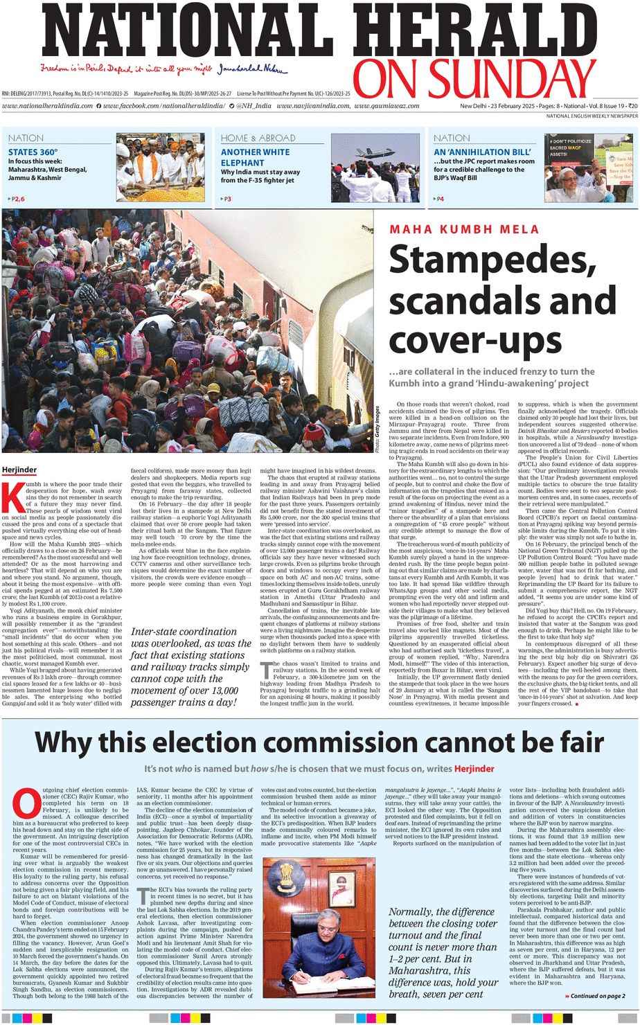 E-Paper National Herald, National Herald on Sunday - NewspaperMain Edition